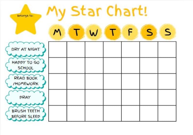 Tabla de recompensas imprimible / Tabla de estrellas para niños I ...