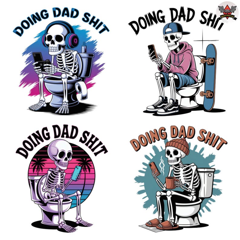 15+ Skeleton Toilet PNG Bundle, Skeleton Father Png, Doing Dad Shit Png ...