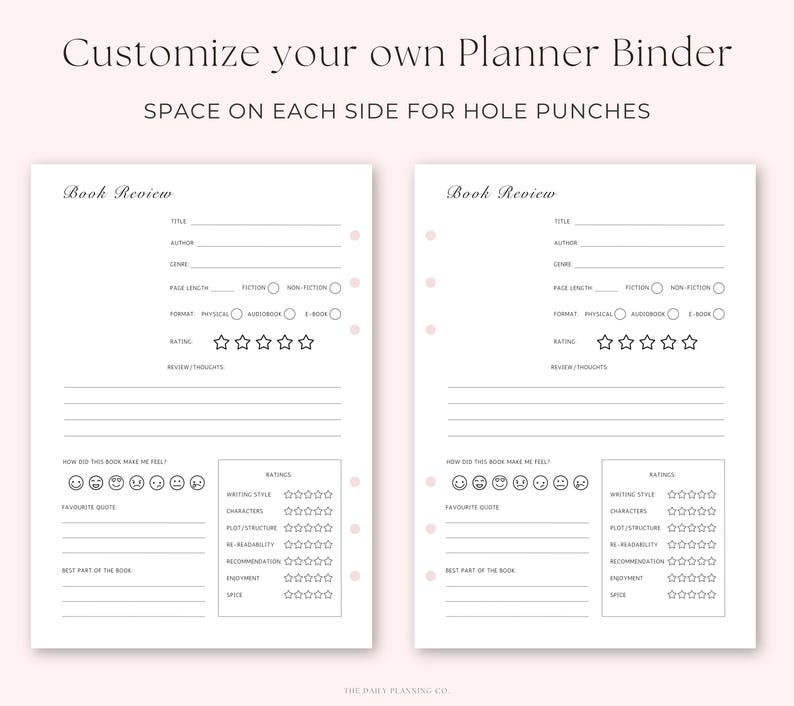 Book Review Template Printable, Reading Journal Page (fillable PDF) - Etsy