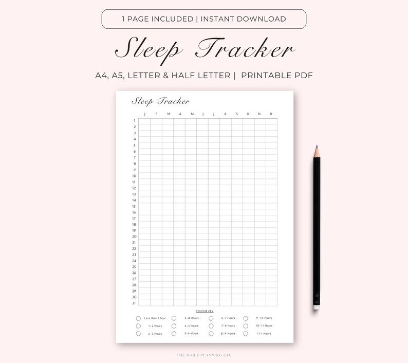 Printable Monthly Sleep Tracker, Minimalist Design (a4/a5/letter/half ...