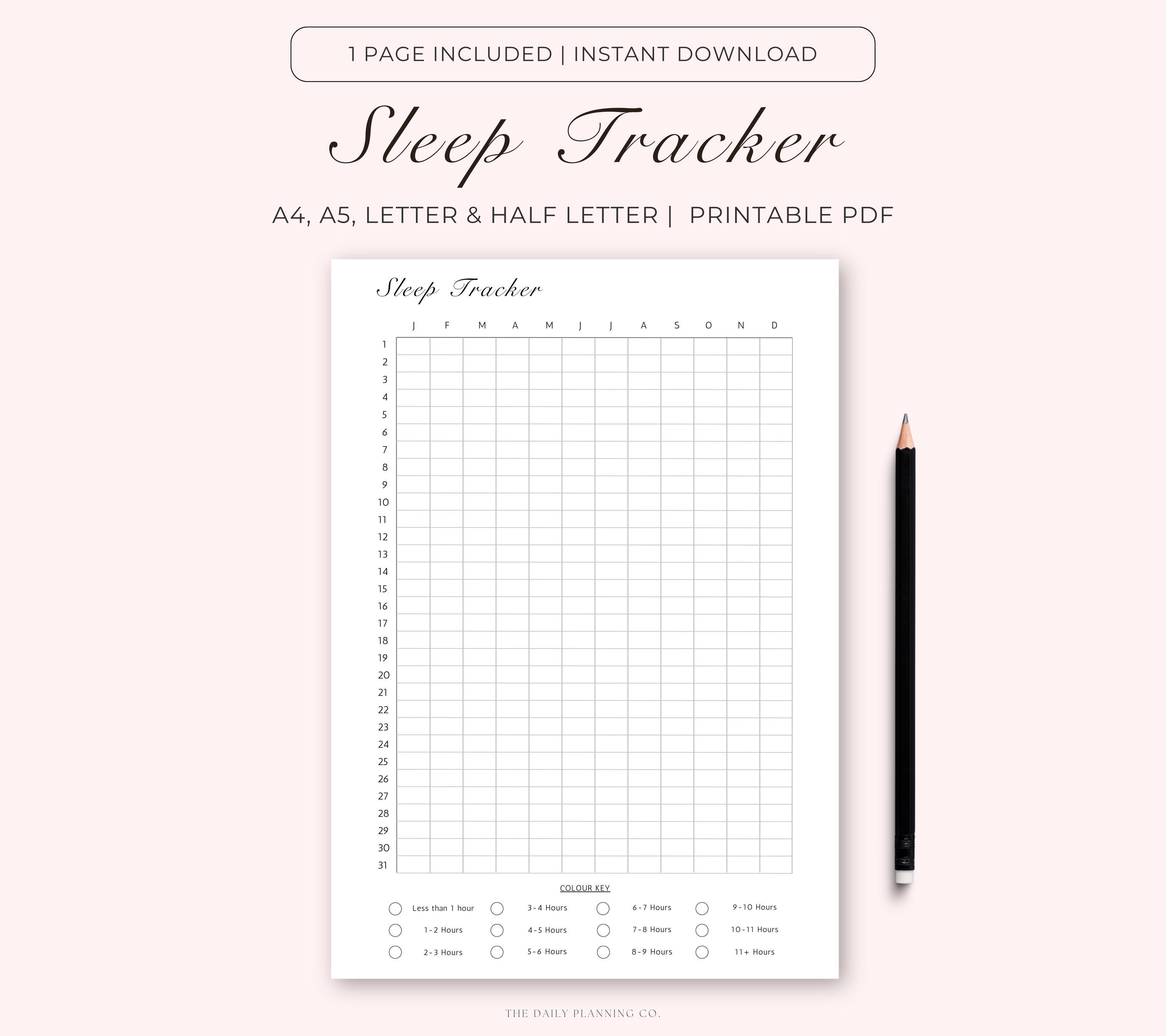 Printable Monthly Sleep Tracker, Minimalist Design (a4/a5/letter/half ...
