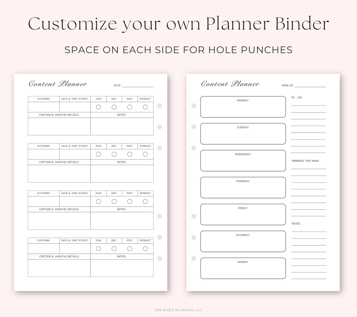 Social Media Content Planner, Printable Fillable PDF - Etsy