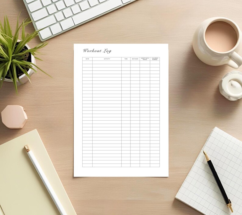 Daily Workout Log Printable, Fitness Planner (fillable PDF) - Etsy