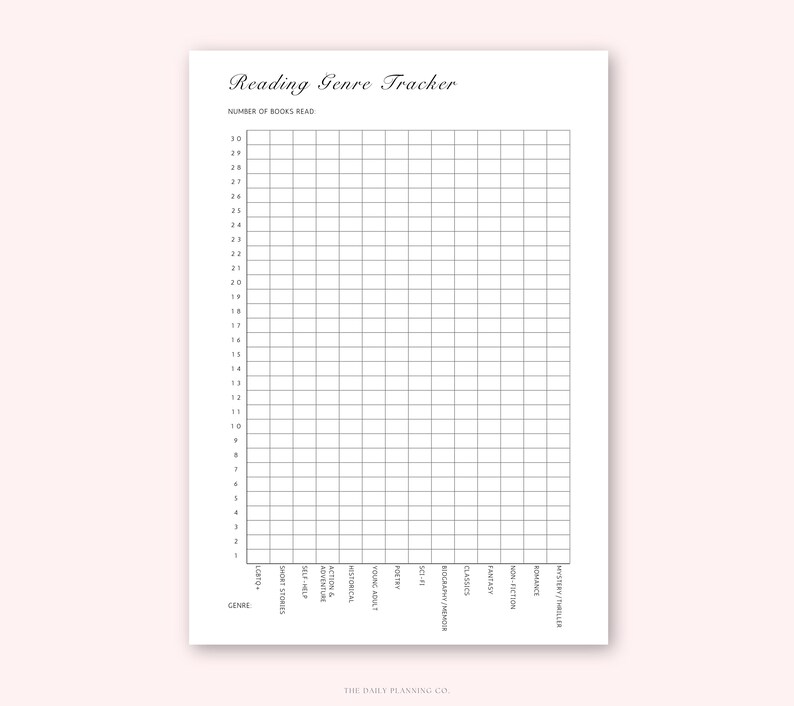 Reading Genre Tracker Printable, Book Log (fillable PDF) - Etsy