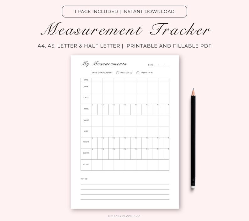 Body Measurement Tracker Printable, Fitness Progress (fillable PDF) - Etsy