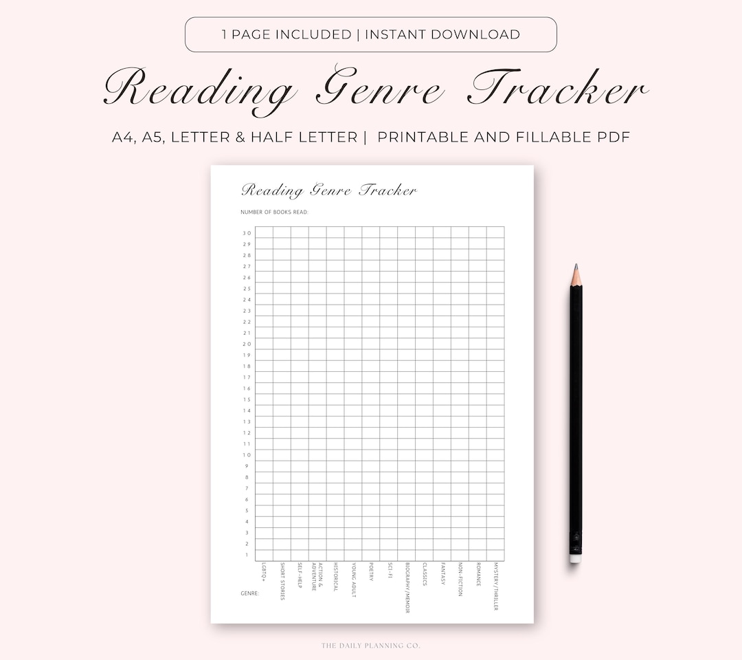 Reading Genre Tracker Printable, Reading Tracker, Book Tracker, Book ...