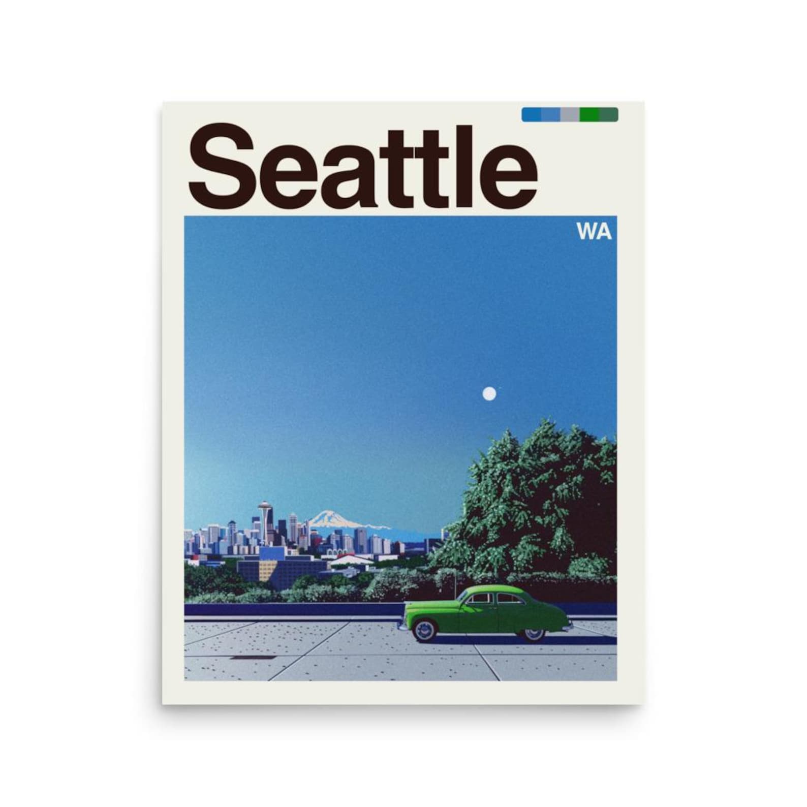 Seattle Travel Poster: Space Needle, Washington Wall Art - Etsy