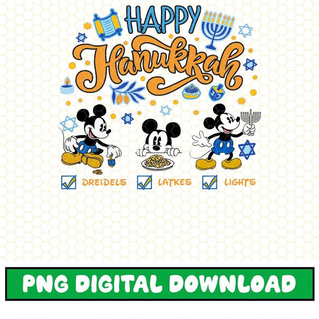 Mickey and Friends Happy Hanukkah Png, Disneyland Dreidel Days Png ...