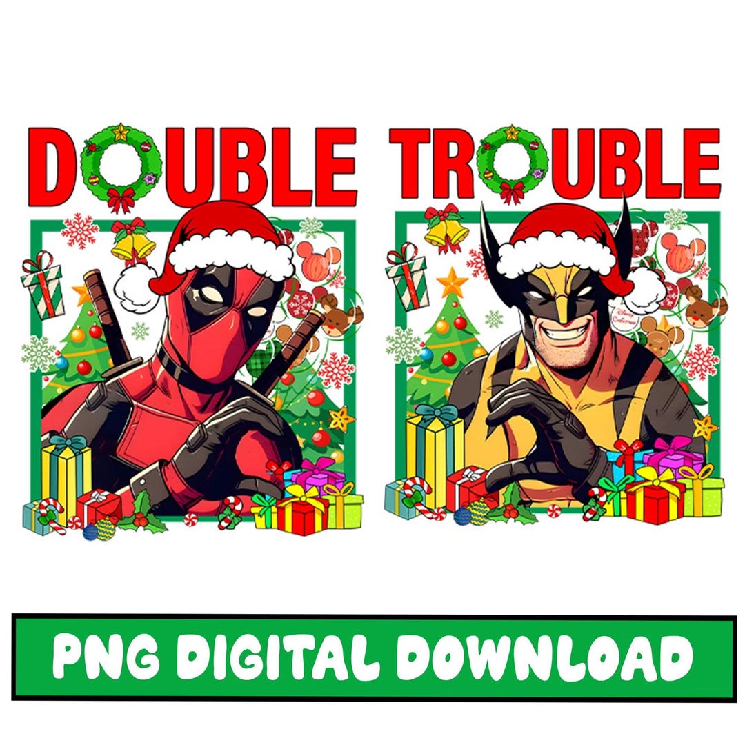 Double Trouble Wolverine and Deadpool Christmas PNG, Superhero ...