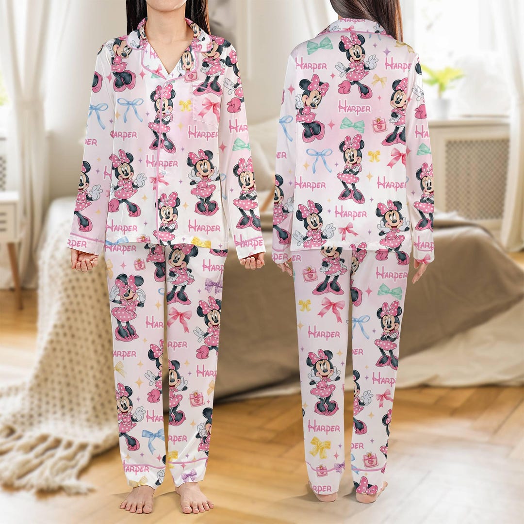 Personalized Watercolor Minnie Mouse Pajamas Set Minnie Birthday ...