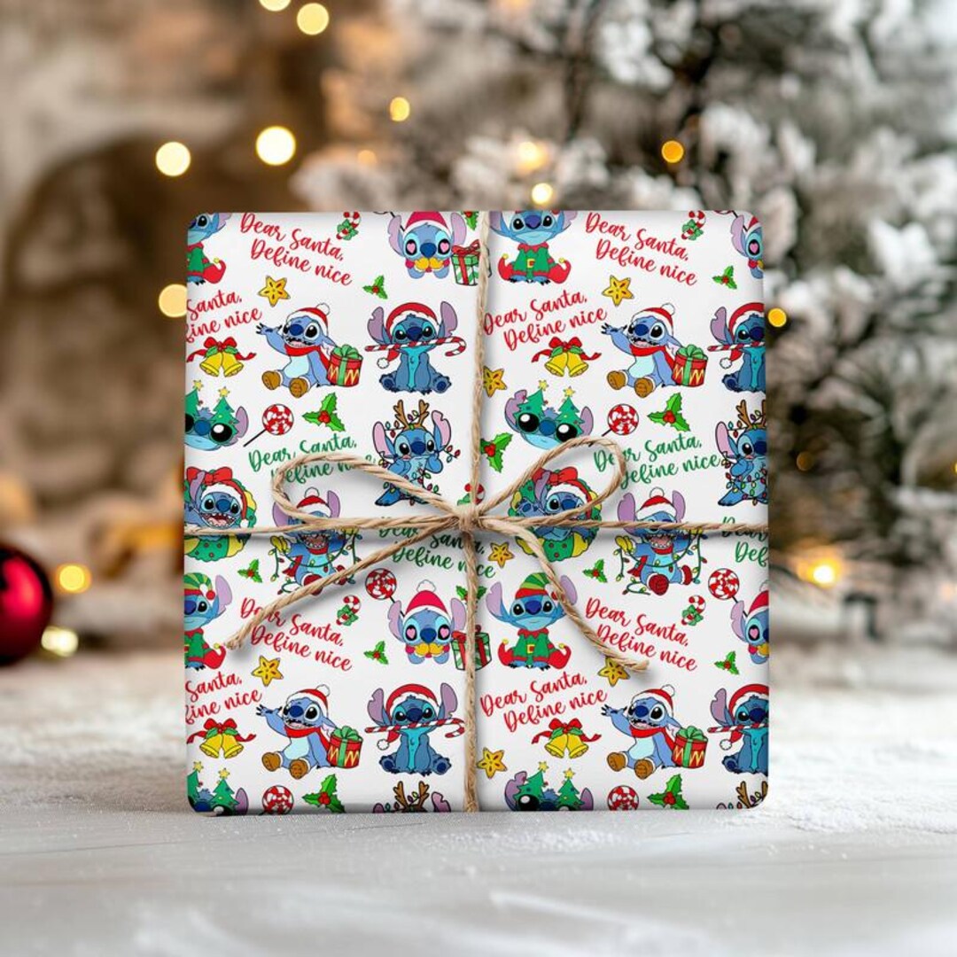 Disneyland Stitch and Lilo Holiday Wrapping Paper, Stitch Christmas ...