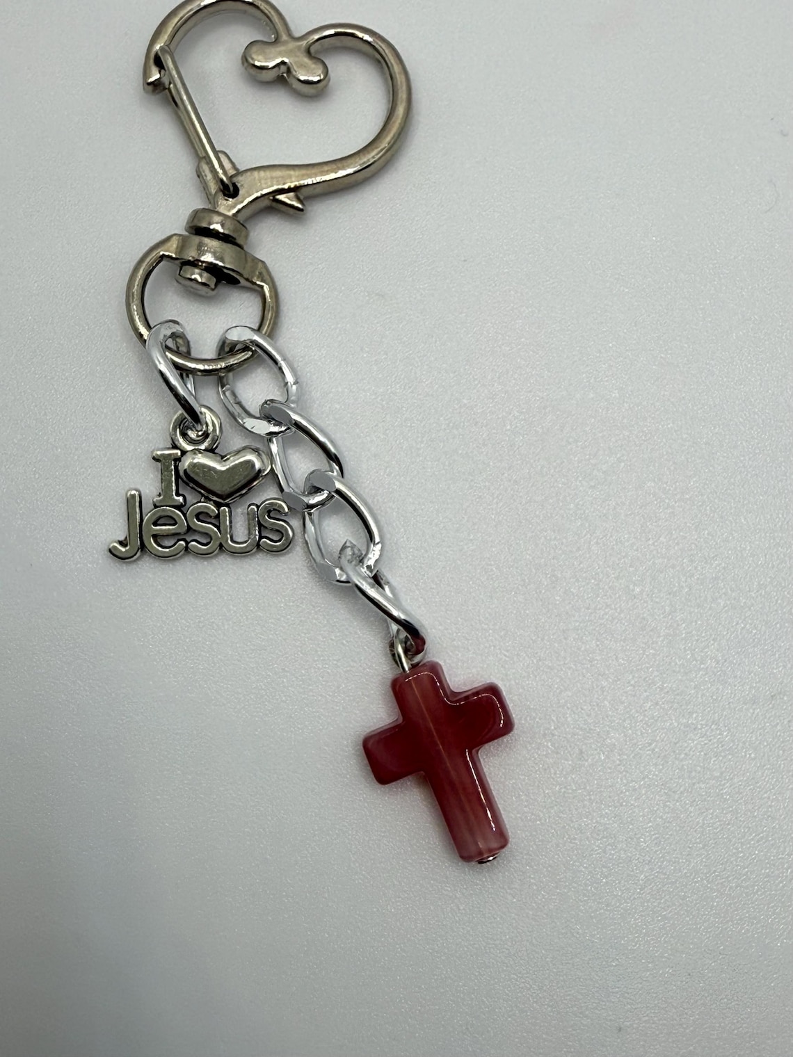 I Love Jesus Keychain: Christian Cross Charm, Pastel Star Clasp - Etsy