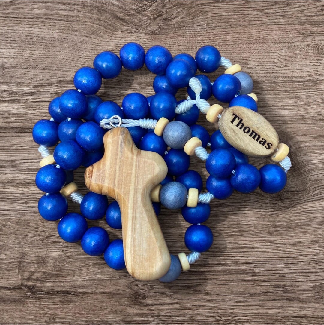 Personalized Boy's Rosary With Birthstone and Name on Bead, Royal Blue ...