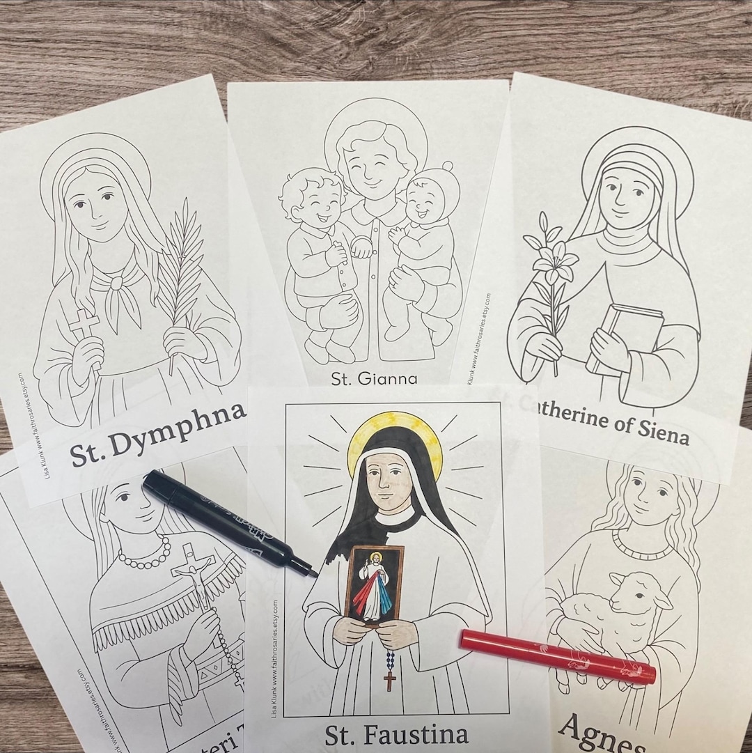 Catholic Saints Coloring Pages for Kids: 6 Female Saints (PDF Download ...