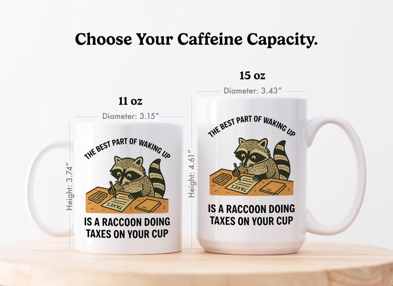 Funny Raccoon Doing Taxes Mug, Sarcastic CPA Coffee Cup, Tax Preparer ...