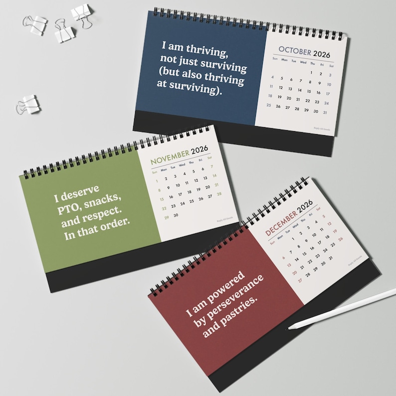 Desk Calendar 2026, Funny Monthly Office Desktop Affirmations, Cubicle ...