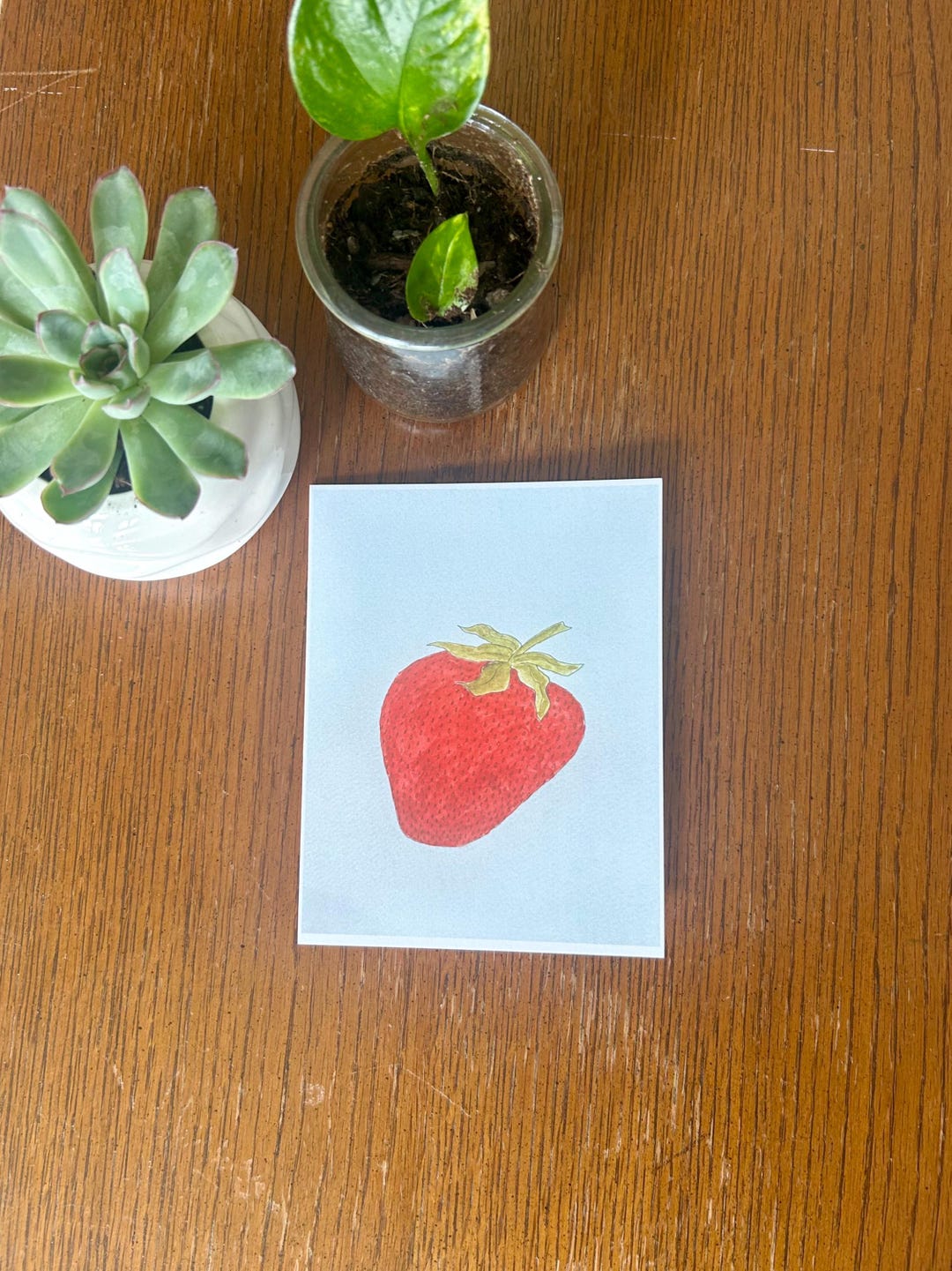 Strawberry Watercolor Print Blank Notecard 4.5x5.5 - Etsy