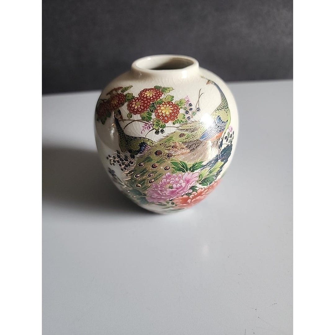 Japanese Peacock Ginger Jar (no Lid) Vase With Gold and and Poppy ...