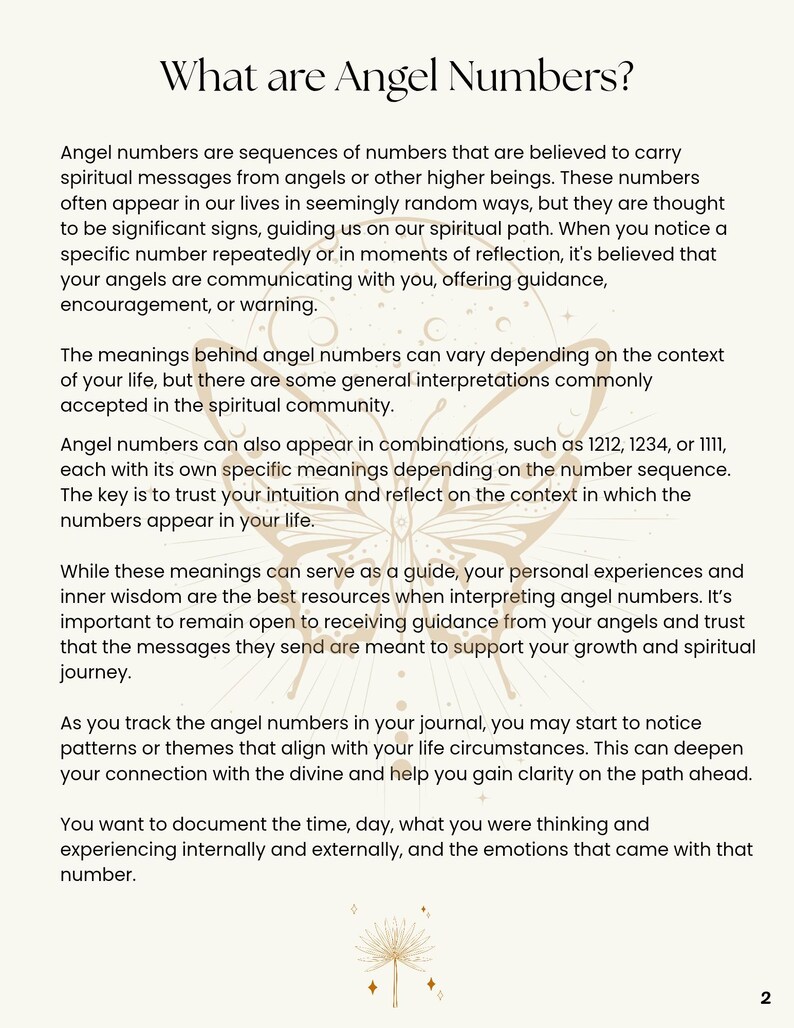 Angel Numbers Tracker Journal | Printable Spiritual Journal ...