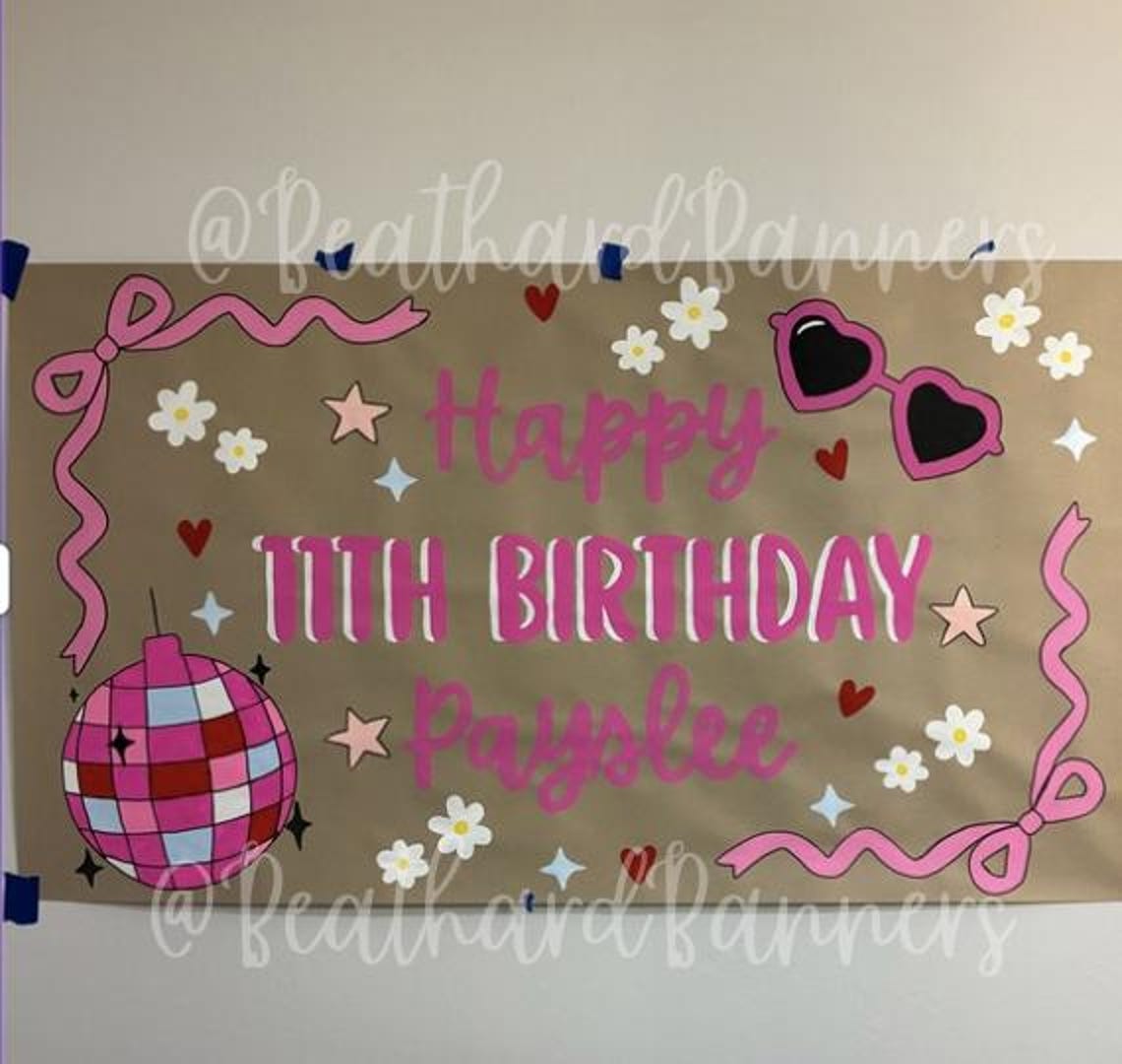 Girly Birthday Banner Template (digital Download) - Etsy