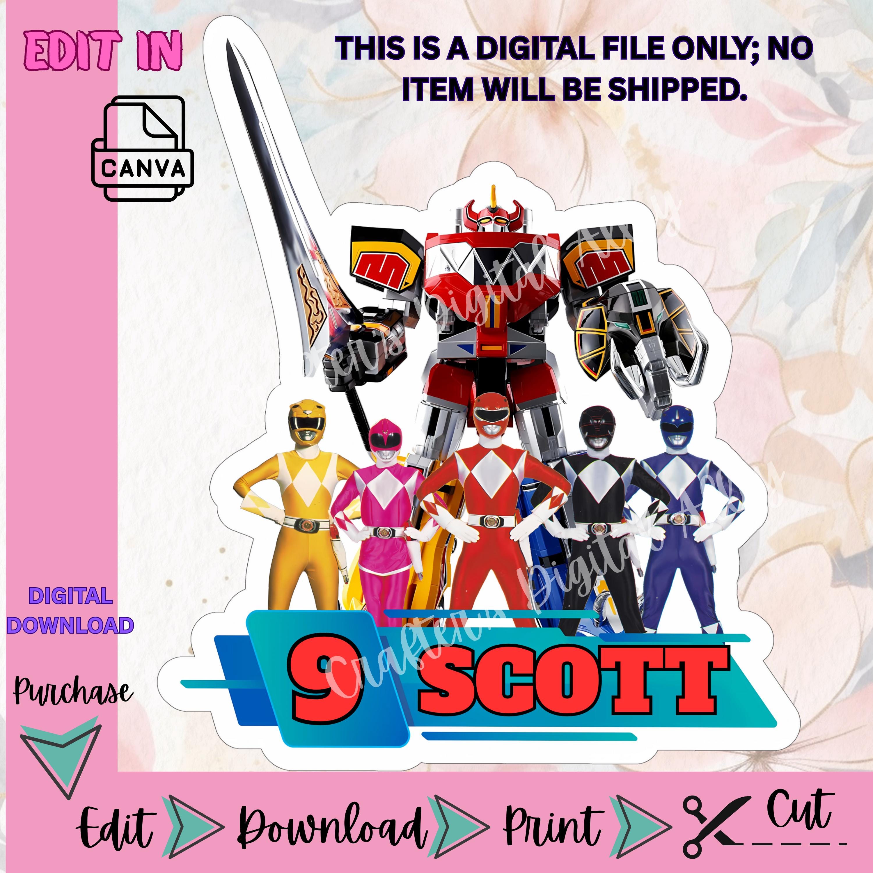 Editable Power Rangers Birthday Cake Topper | Canva Cake File | DIY ...