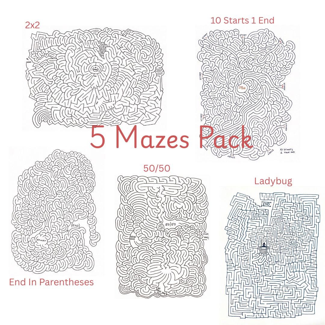 5 Challenging Mazes - Instant Download Puzzle Pack - Etsy