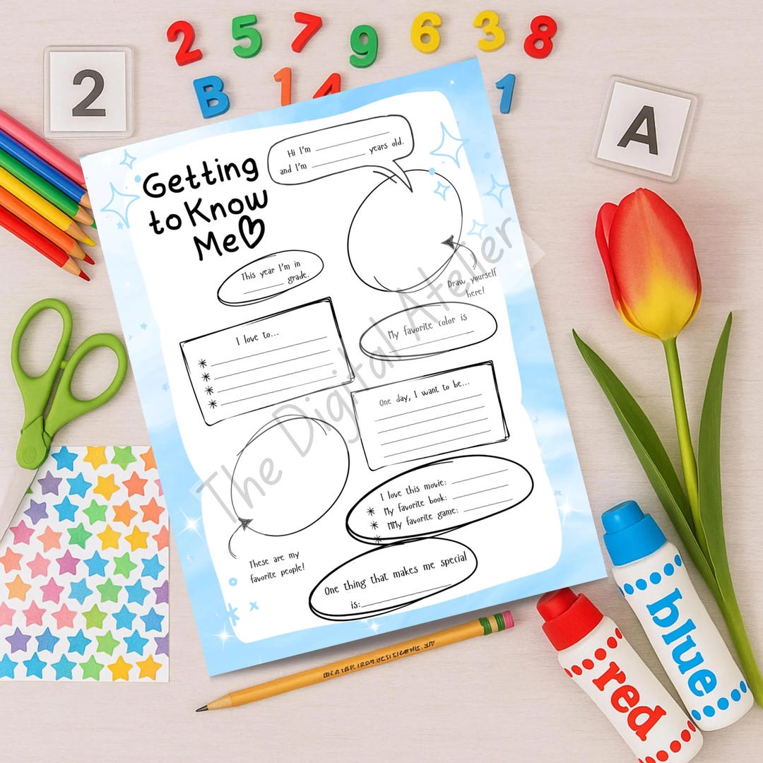 Back to School "all About Me" Worksheet for Kids | Elementary ...