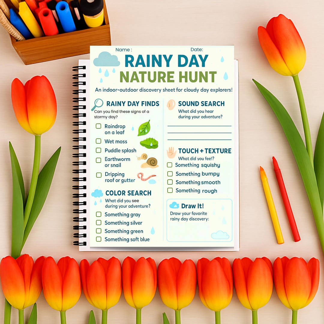 Rainy Day Scavenger Hunt for Kids – Montessori Five Senses Nature ...