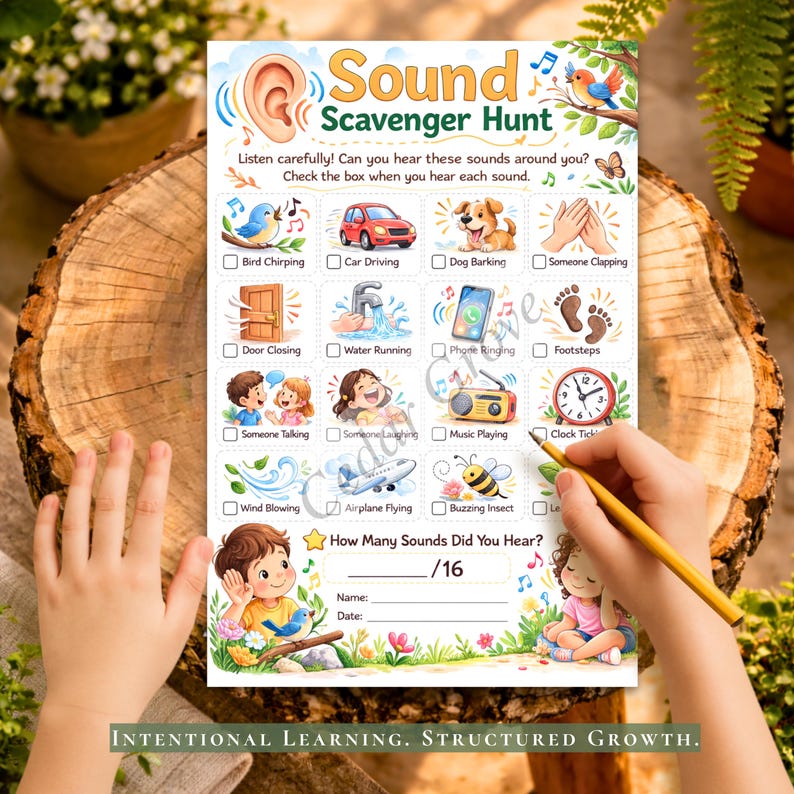 Sound Sensory Scavenger Hunt Worksheet | Listening Activity for ...