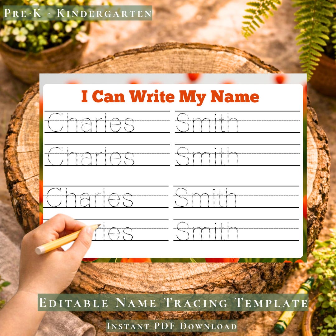 Name Tracing Page Editable Template | Name Tracing Sheet, Handwriting ...