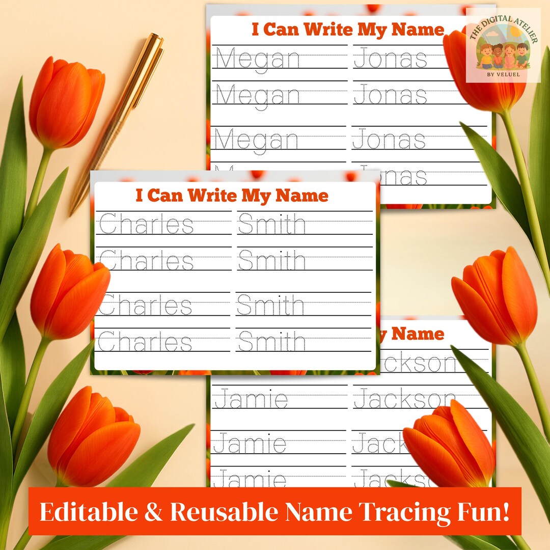Editable Name Tracing Worksheet Printable | Personalized First & Last ...