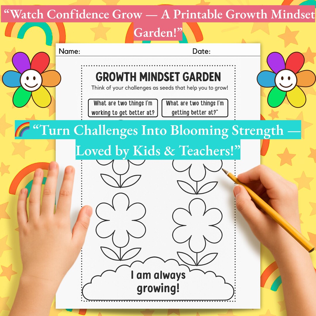 Growth Mindset Garden Worksheet for Kids – SEL Printable PDF ...