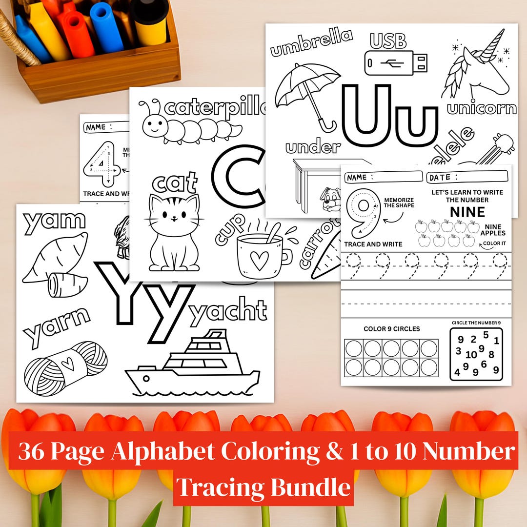 Alphabet & Number Tracing Worksheets – Handwriting Practice, Fine Motor ...