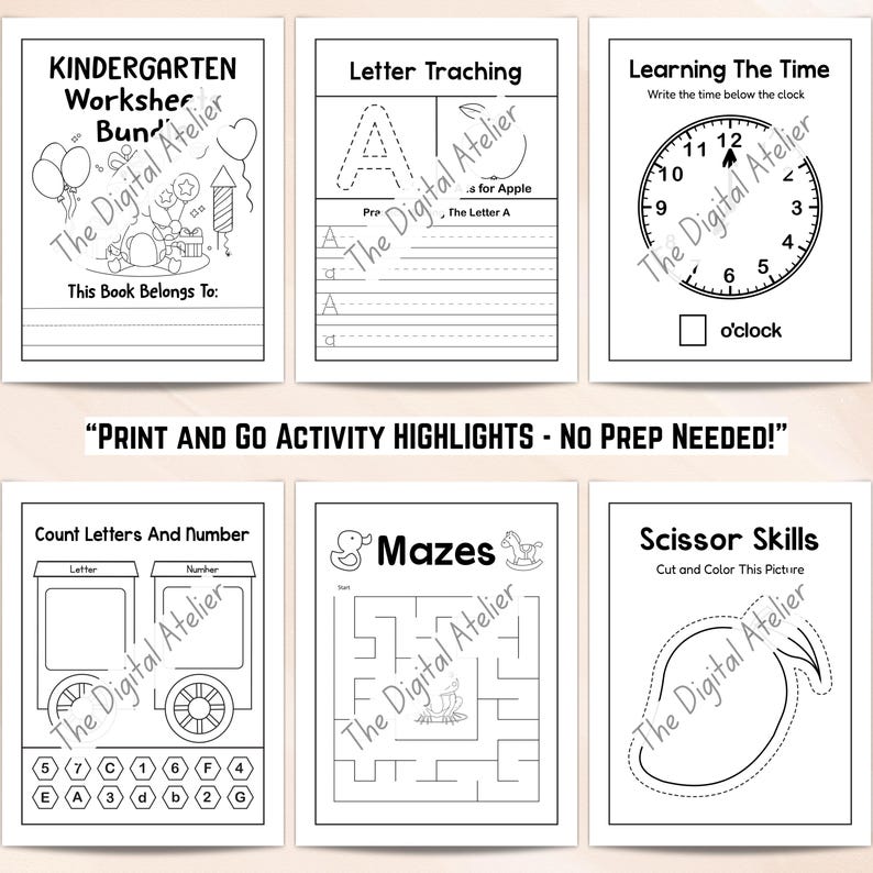 Kindergarten Worksheets Mega Bundle | Printable Pdfs for Alphabet ...