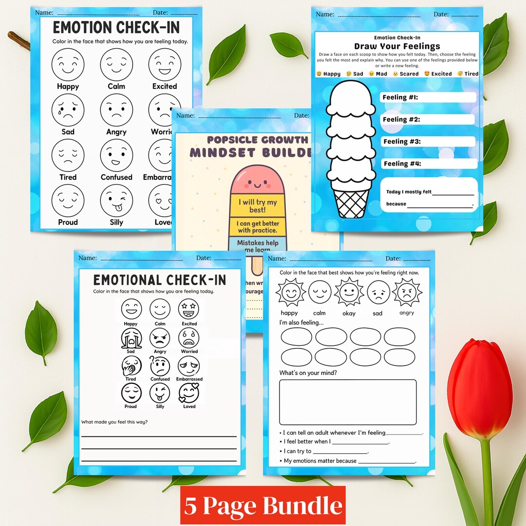 Emotions Chart Printable for Pre-k to 2nd Grade | SEL Worksheet Pack ...