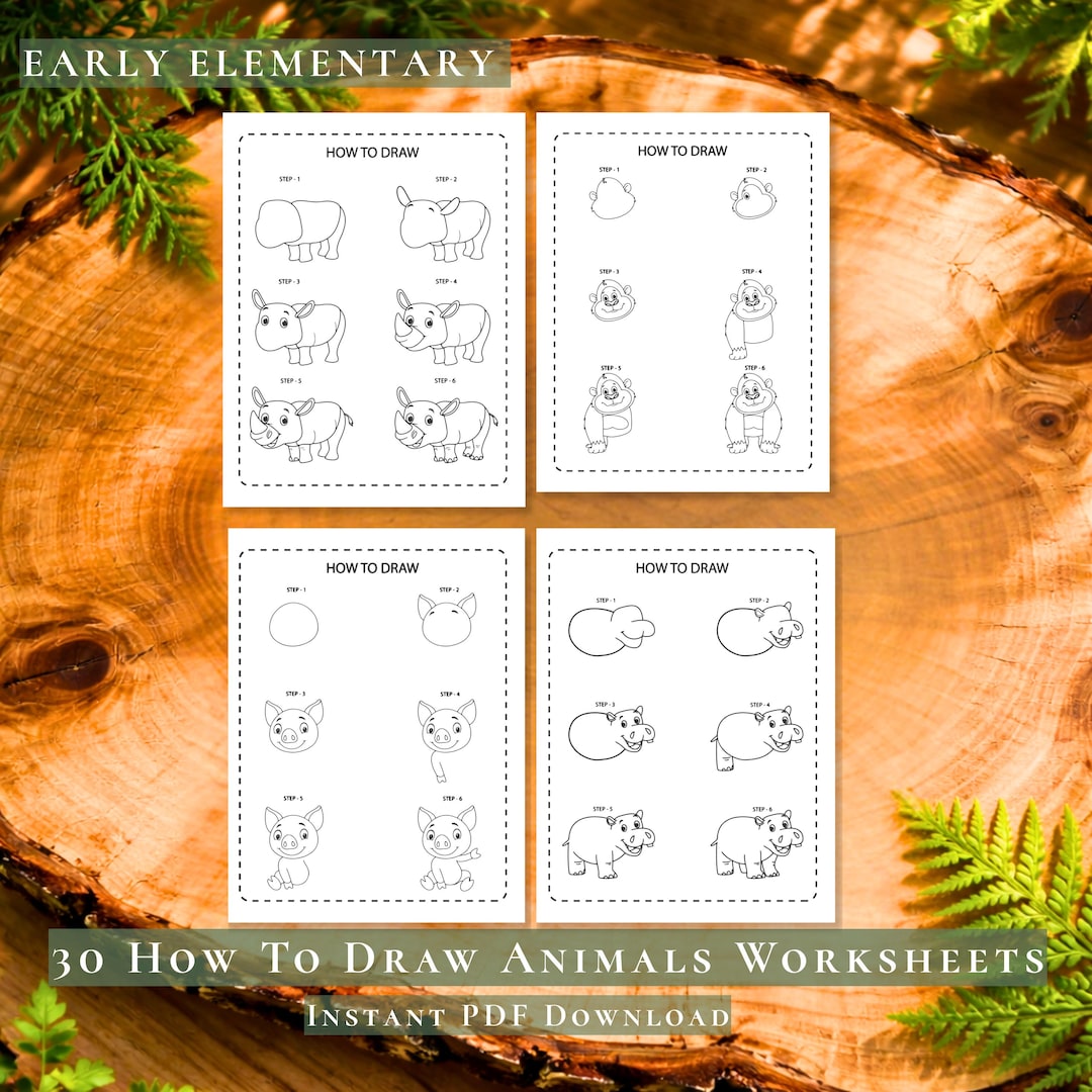 Drawing Challenge | 30 How to Draw Animals Drawing Worksheets, Drawing ...