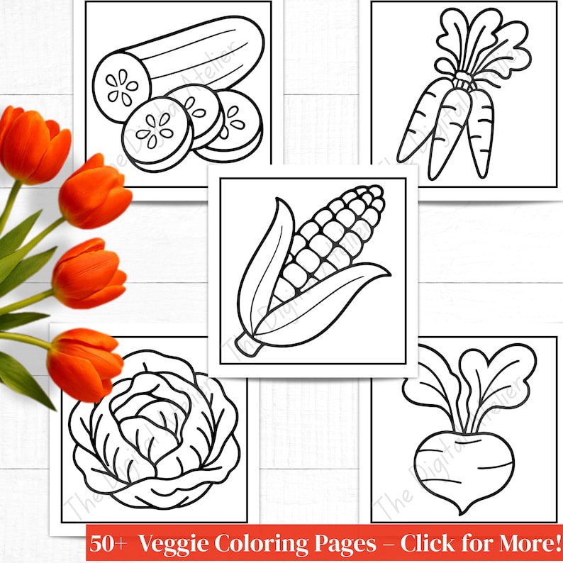 Healthy Eating Coloring Sheets for Kids, Veggie Coloring Pages PDF ...