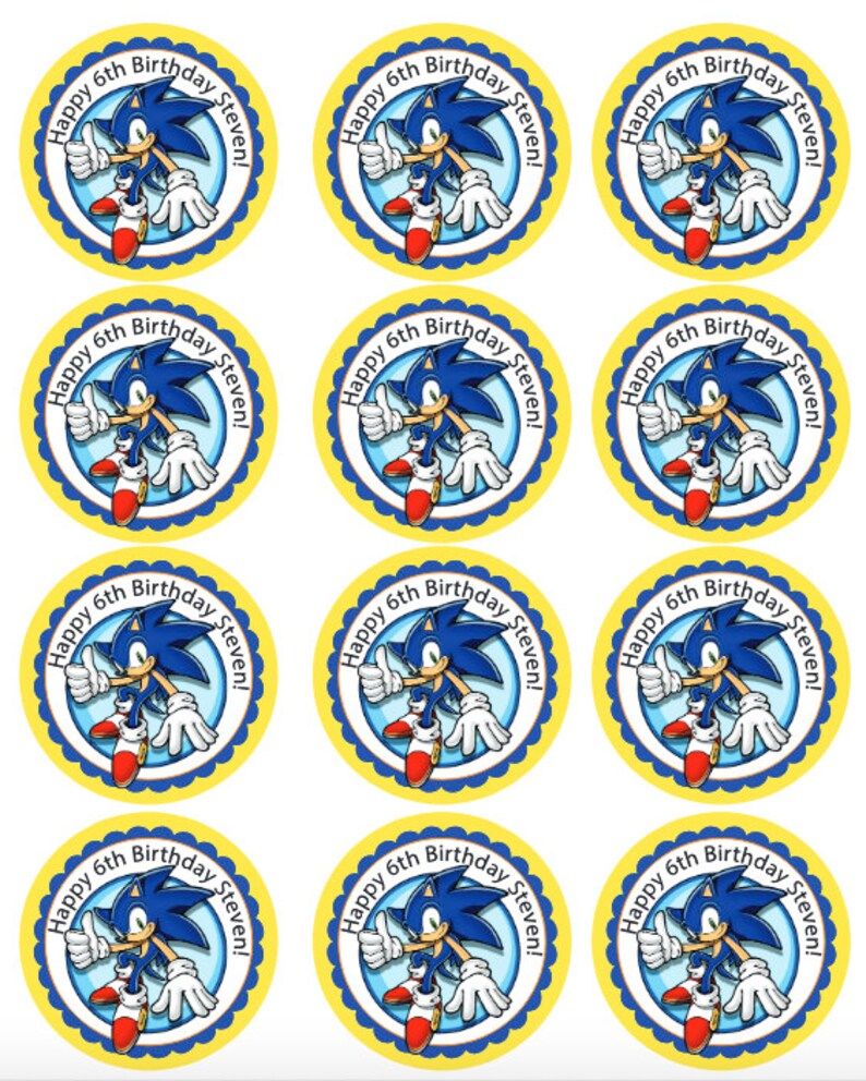 Sonic Printable Birthday Cupcake Toppers Tags Lables - Etsy