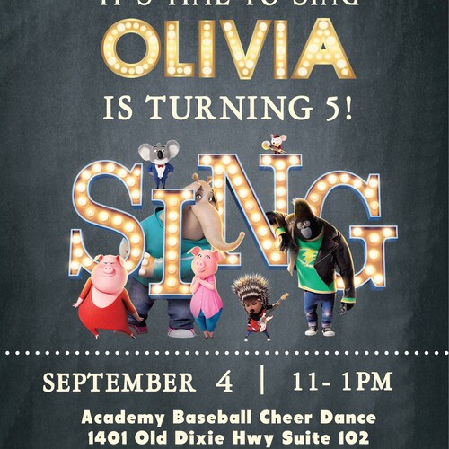 Sing Movie 2 Birthday Invitation Sing Movie 2 Invitation - Etsy