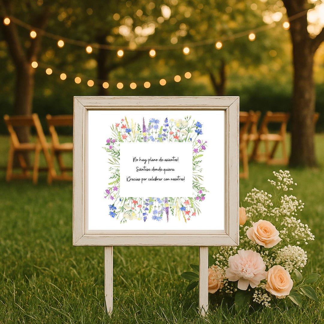 No Seating Chart Bilingual Wedding Sign Printable | 24x18 No Seating ...