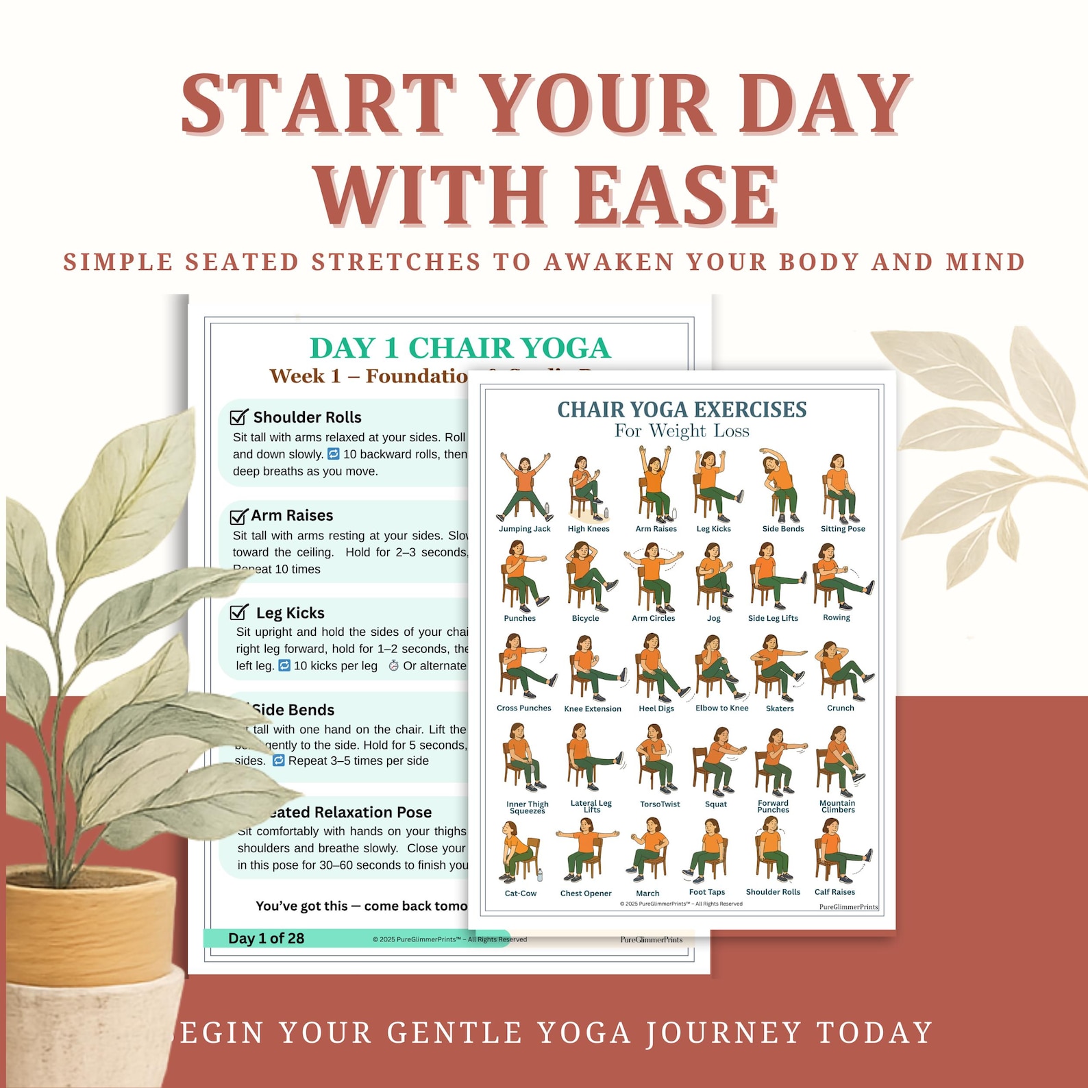 Chair Yoga for Seniors & Beginners - 28-day Program, Printable PDF ...