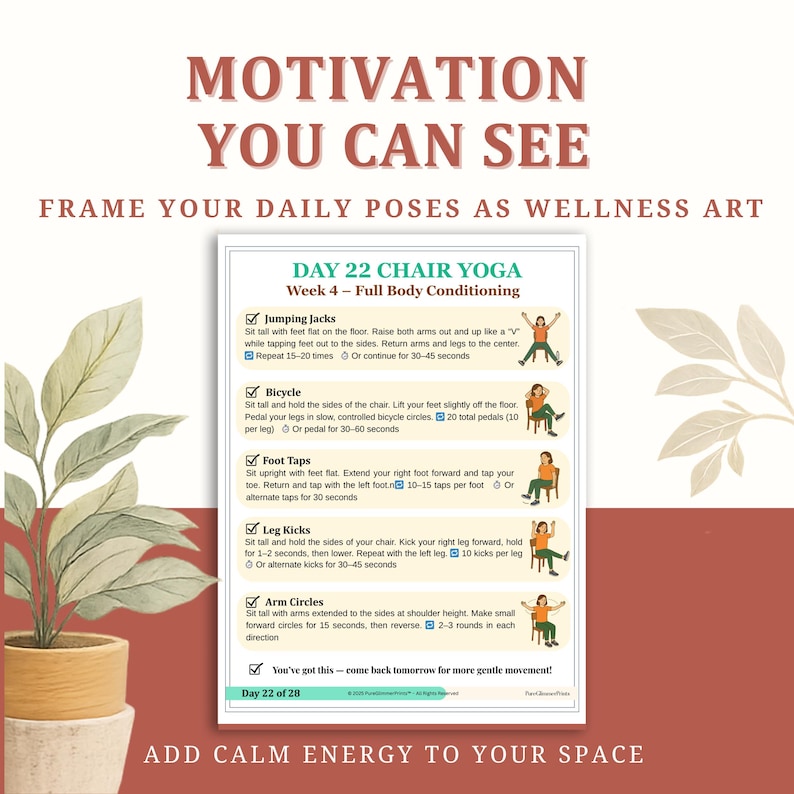 Chair Yoga for Seniors & Beginners - 28-day Program, Printable PDF ...