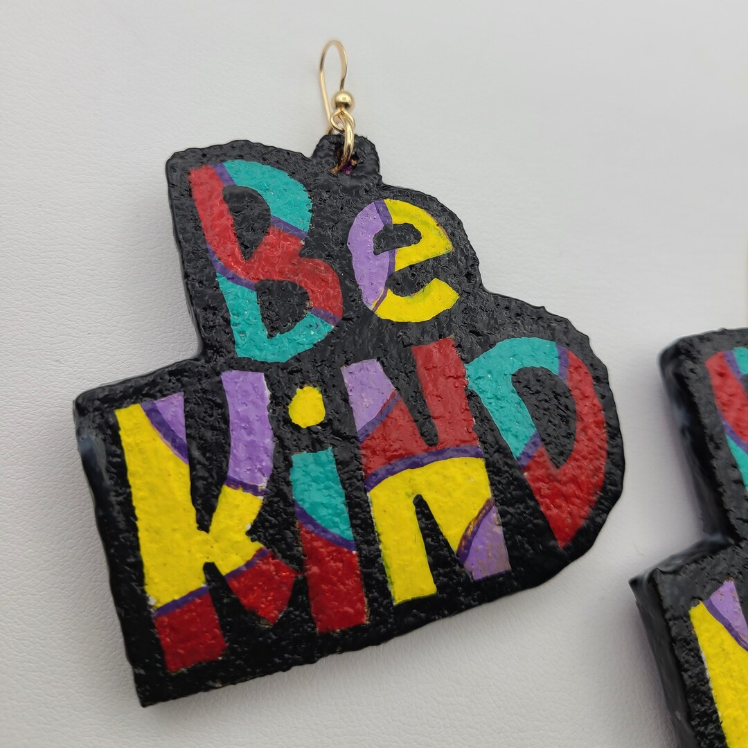 Be Kind Dangle Earrings, Funny Inspirational Statement Jewelry ...