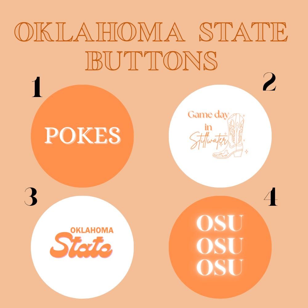 Oklahoma State Game Day Buttons - Etsy