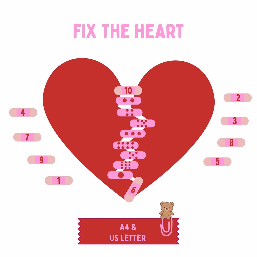 Mending Heart Math Game: Preschool Number Recognition Activity ...
