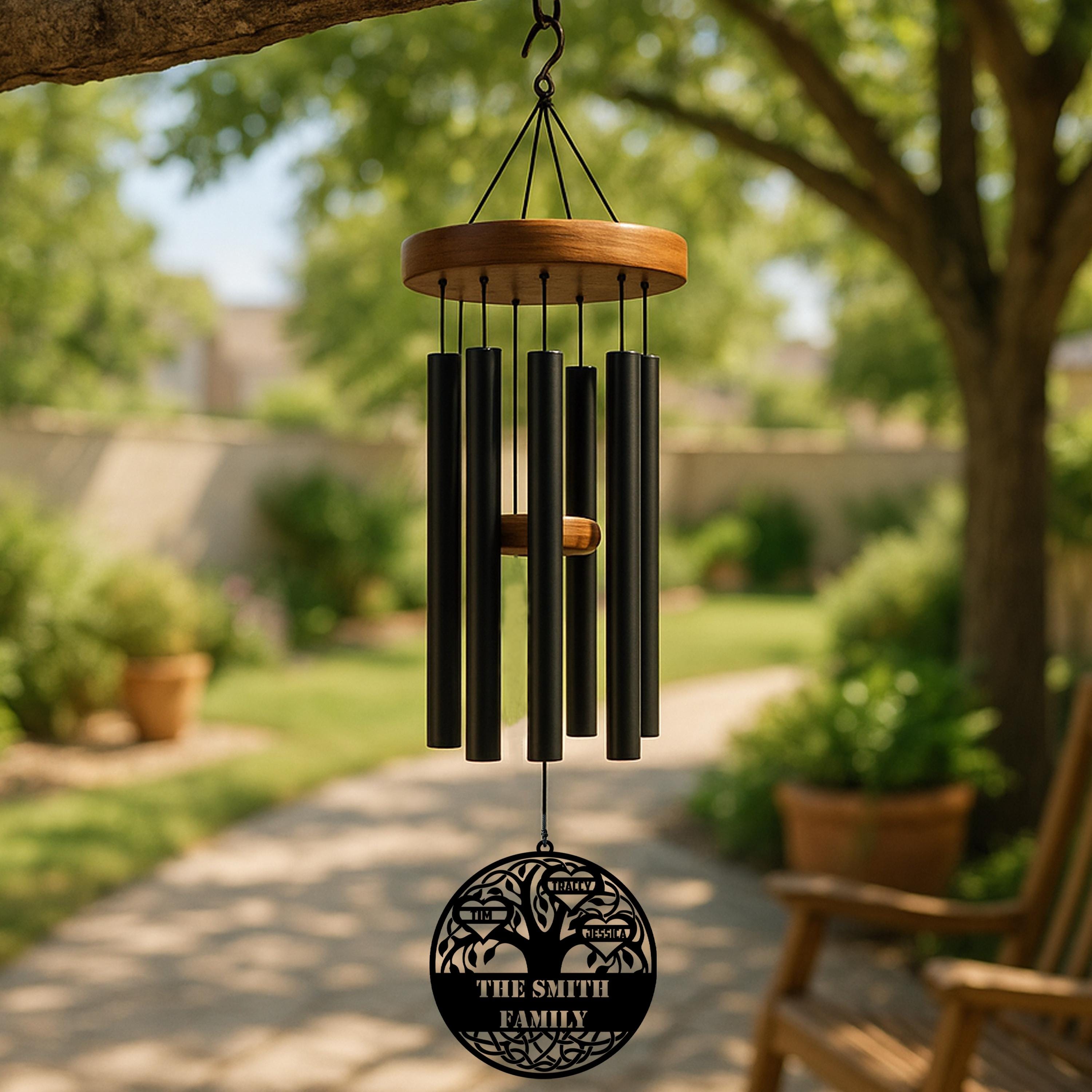Custom Family Tree Metal Wind Chime, Personalized Outdoor Decor - Etsy