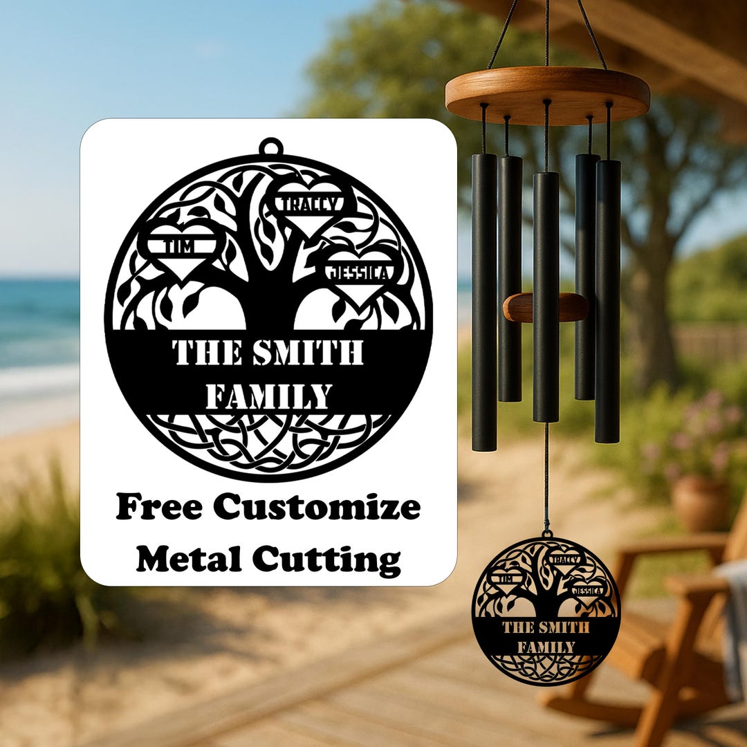 Custom Family Tree Metal Wind Chime, Personalized Outdoor Decor - Etsy