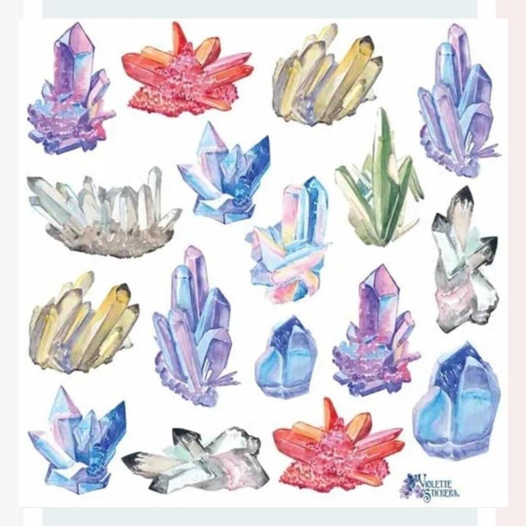 Pastel Crystal Stickers - Colorful Crystals Sticker Sheet - Scrapbooks ...