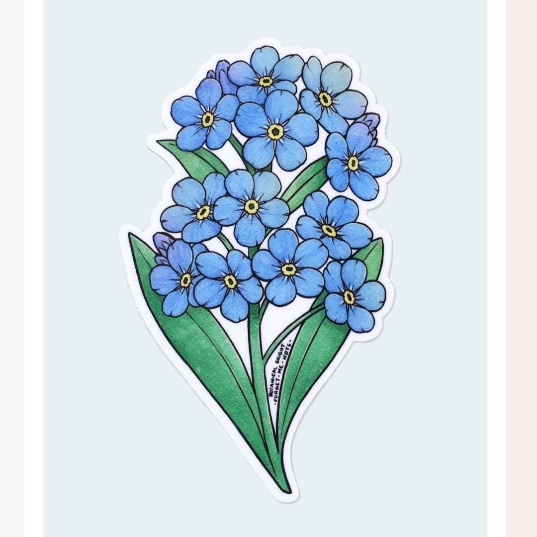 Forget Me Not Floral Sticker - Alaska State Flower - Waterproof Vinyl ...
