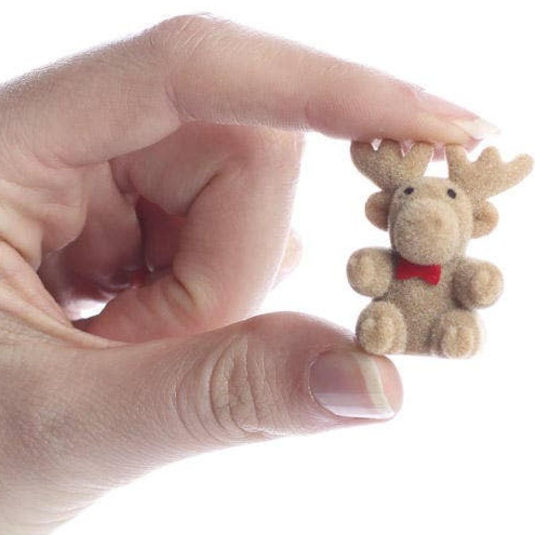 Miniature Flocked Reindeer Figure - Small Moose Figurines - Christmas ...